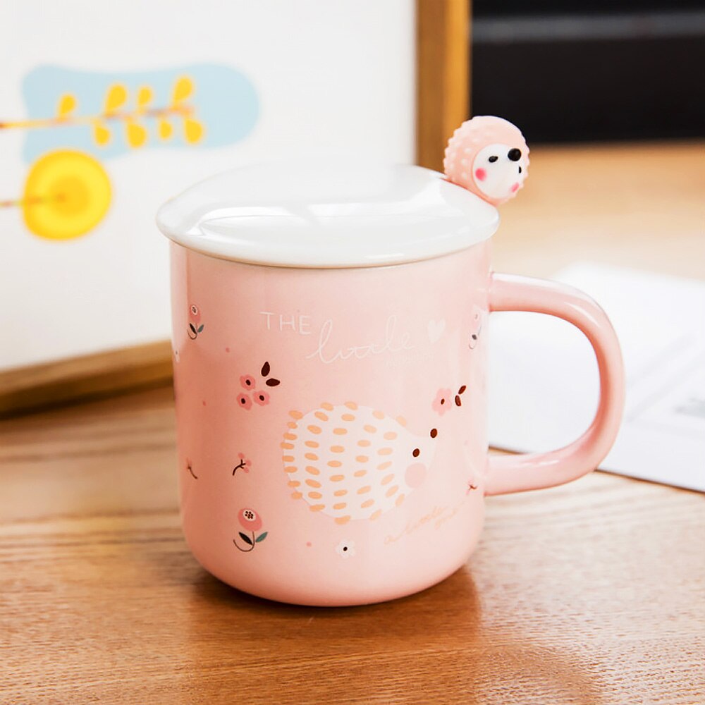 Unique Cute Hedgehog Style Ceramic Mugs with Lid a... – Grandado