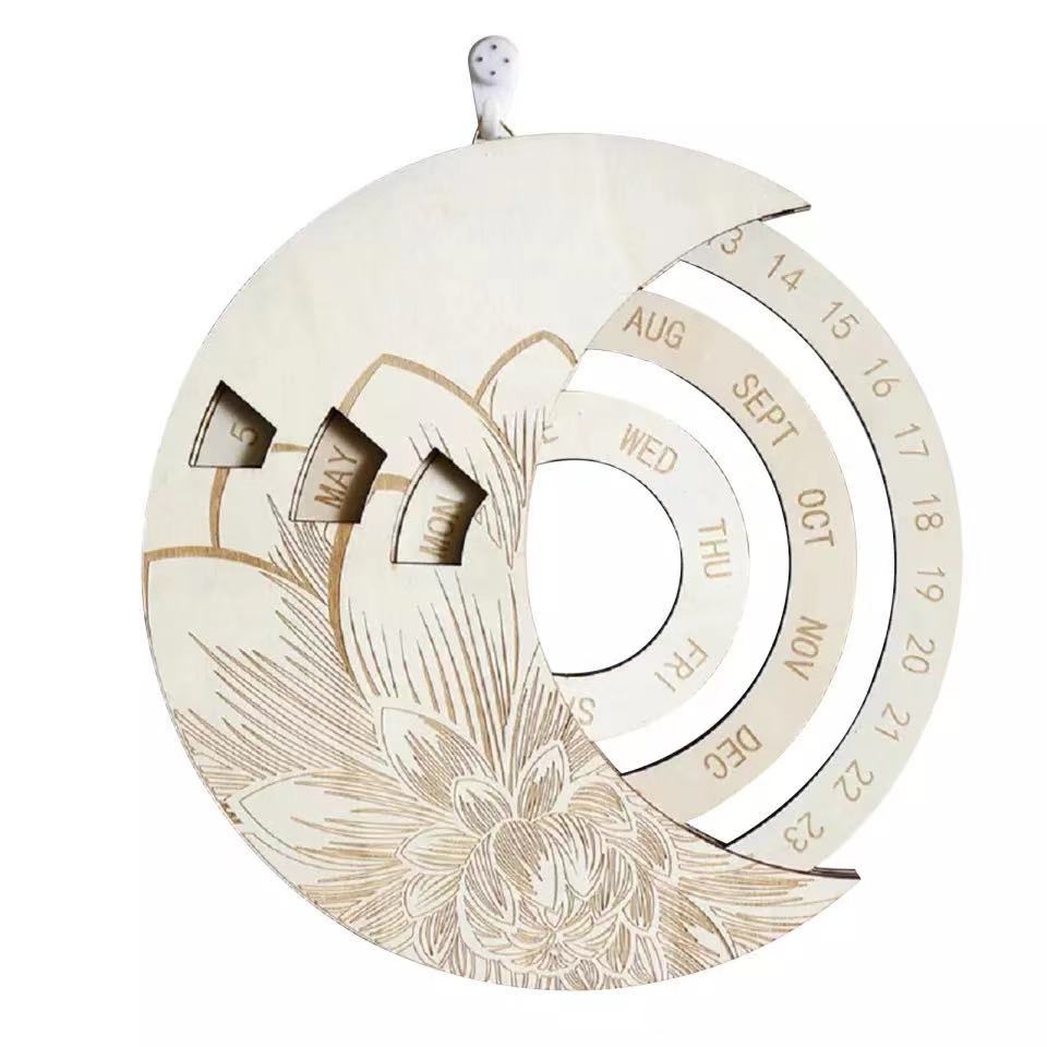 Year Calendar Wooden Everlasting Perpetual Wall Ha... – Grandado