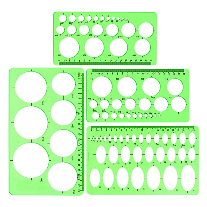 4 Pack Measuring Template Ruler Geometric Ruler Te... – Grandado