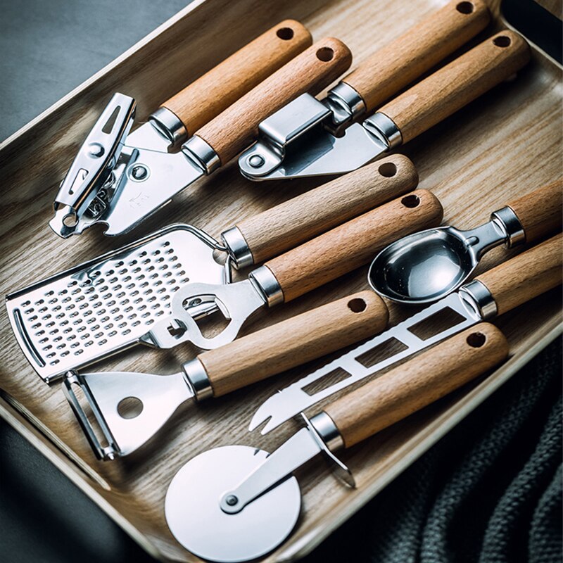 Stainless Steel Kitchen Gadget Set with Wood Handl... – Grandado