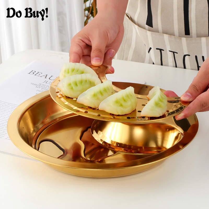 1 Pcs Dumpling Dish Dual-Layer Stainless Steel Rou... – Vicedeal