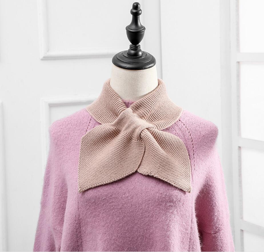 Luxury Brand Winter Scarf Women Solid Bow Knitted ... – Vicedeal