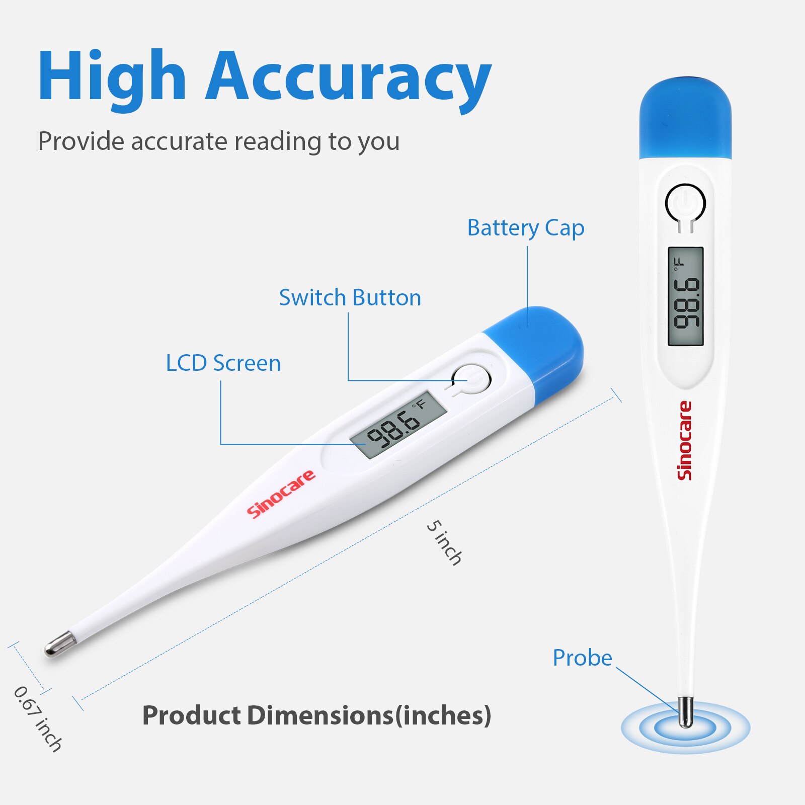 Sinocare Digital Thermometer for Fever tempeture t... – Grandado