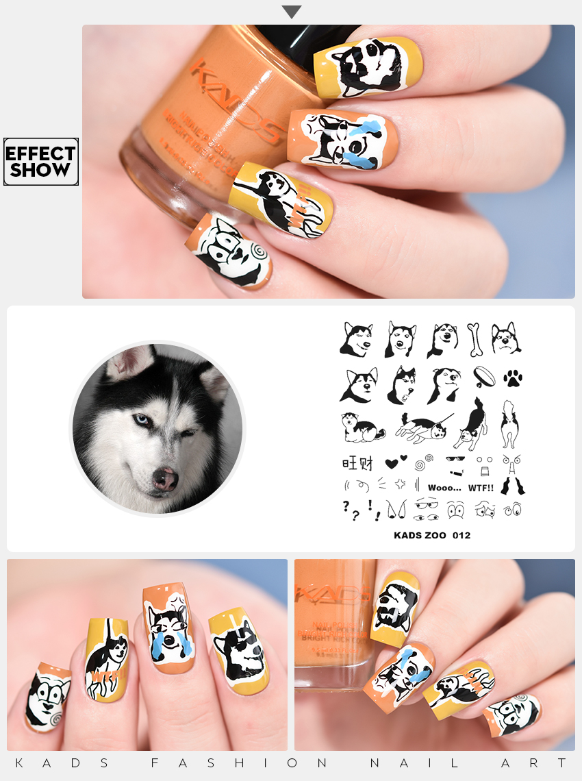 KADS Nail Art Stamping Plate ZOO 012 Husky Cute Ex... – Grandado