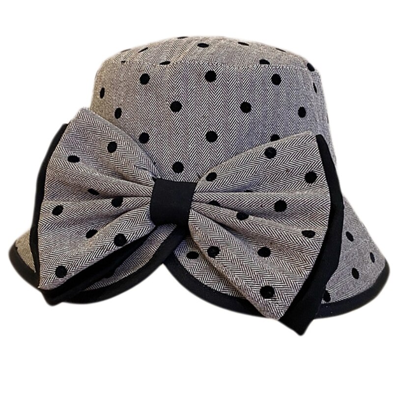 Sweet Cute Polka Dot Bow Hat Fisherman Hat Cotton ... – Grandado