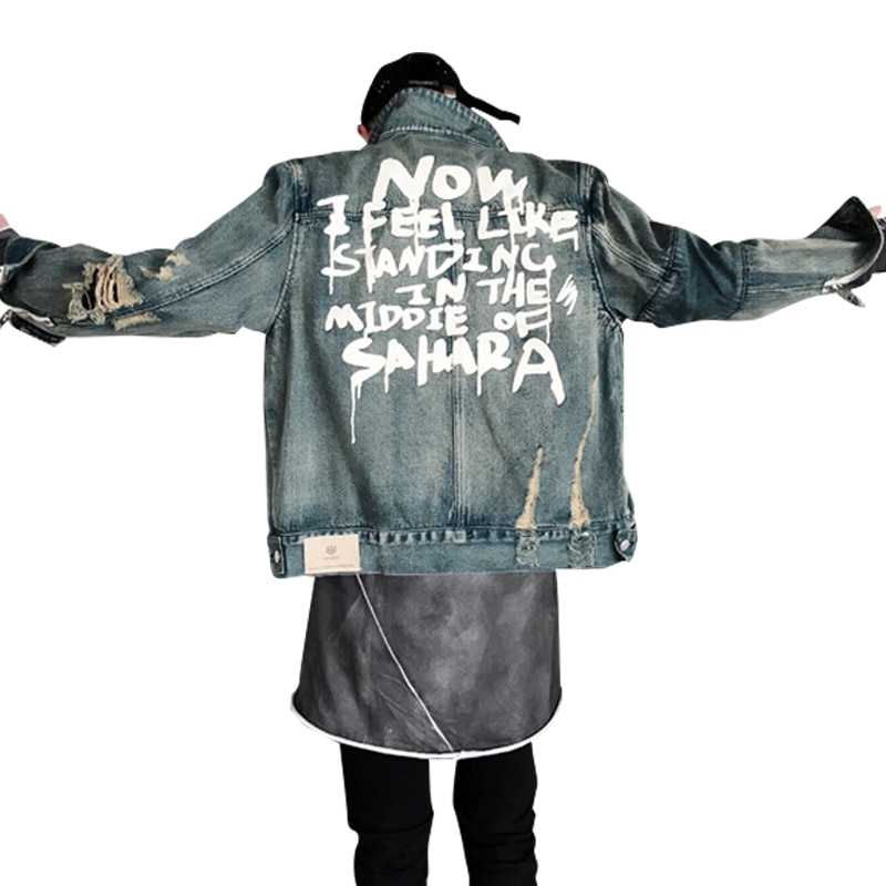 Street clothing Hip hop style Jeans Jacket Mens Ja... – Vicedeal