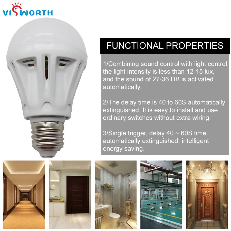 3W 5W 7W 9W Sound control LED bulb e27 led Lamp li... – Grandado