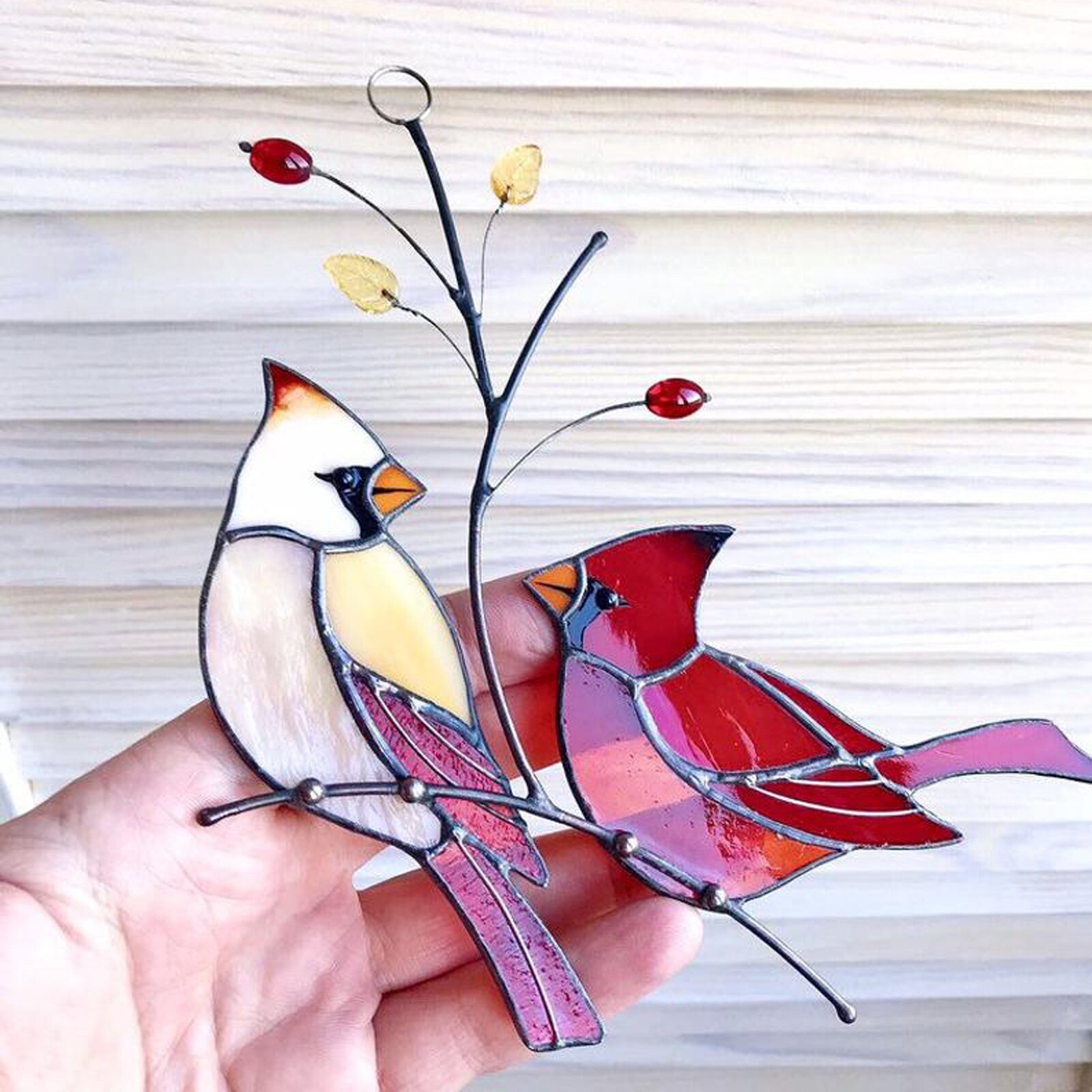 Cardinal Bird Stained Glass Ornament Epoxy Craft H... – Grandado