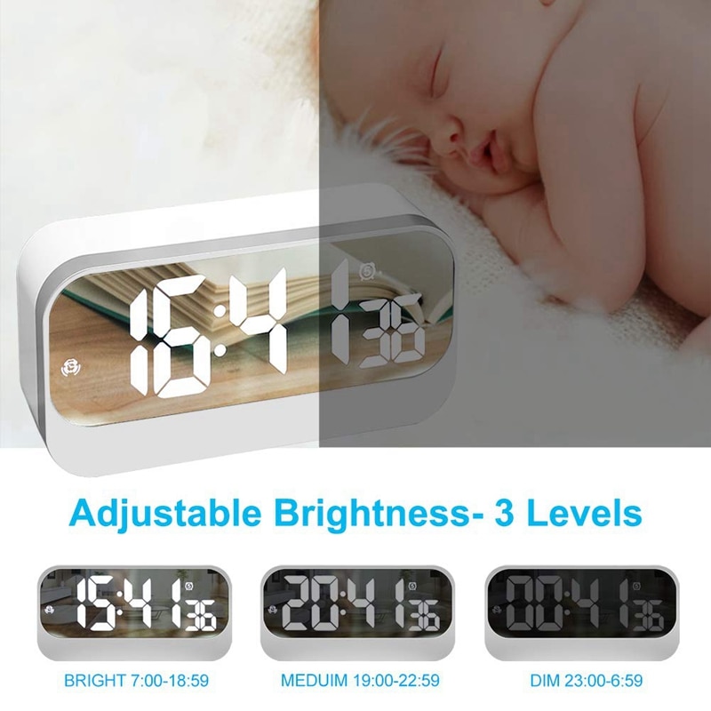 Led Digital Alarm Clock, Led Clock With Mirror Sur... – Vicedeal