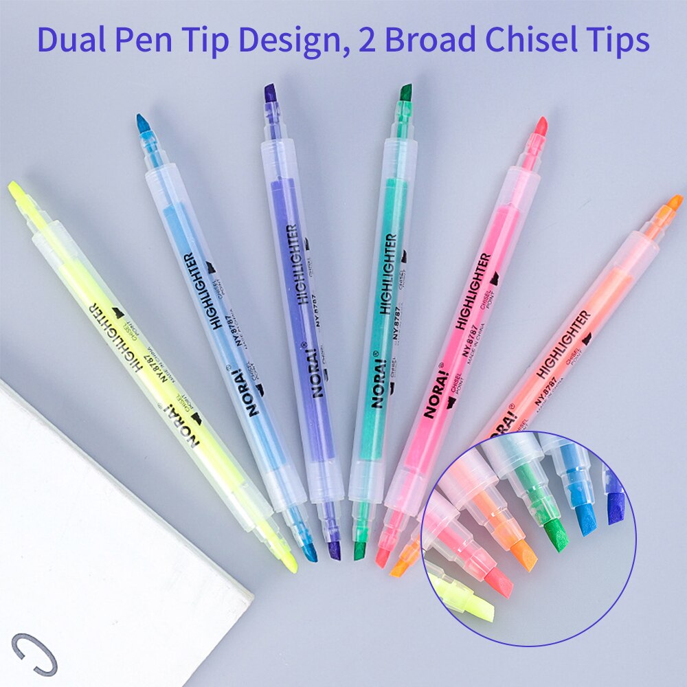 12Colors Dual Tip Highlighter Pens Chisel Tips Art... – Vicedeal