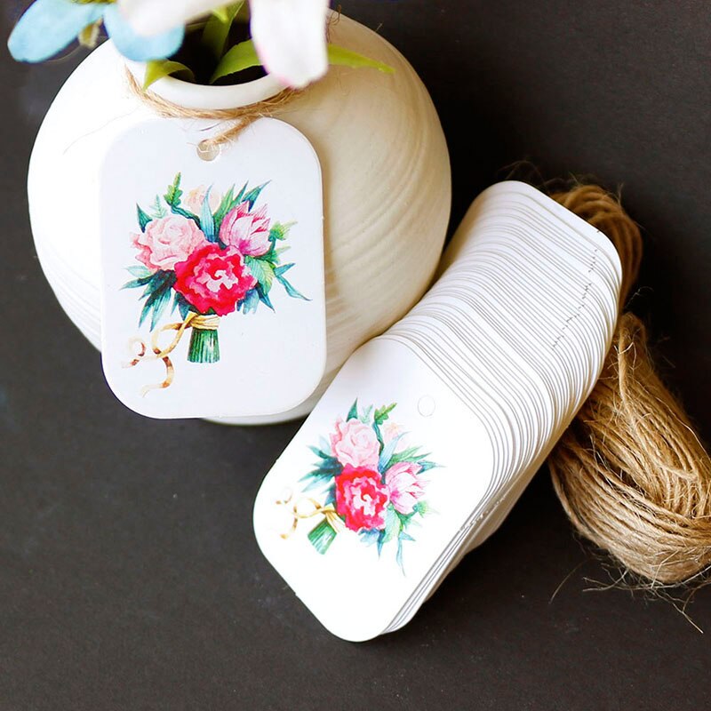 50 stuks Mooie Wit Papier Label Label Bloem Hart H... – Grandado