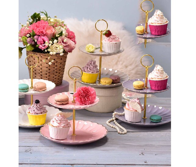 Ceramic 2 tiers cake plate party accessorie chocol... – Grandado