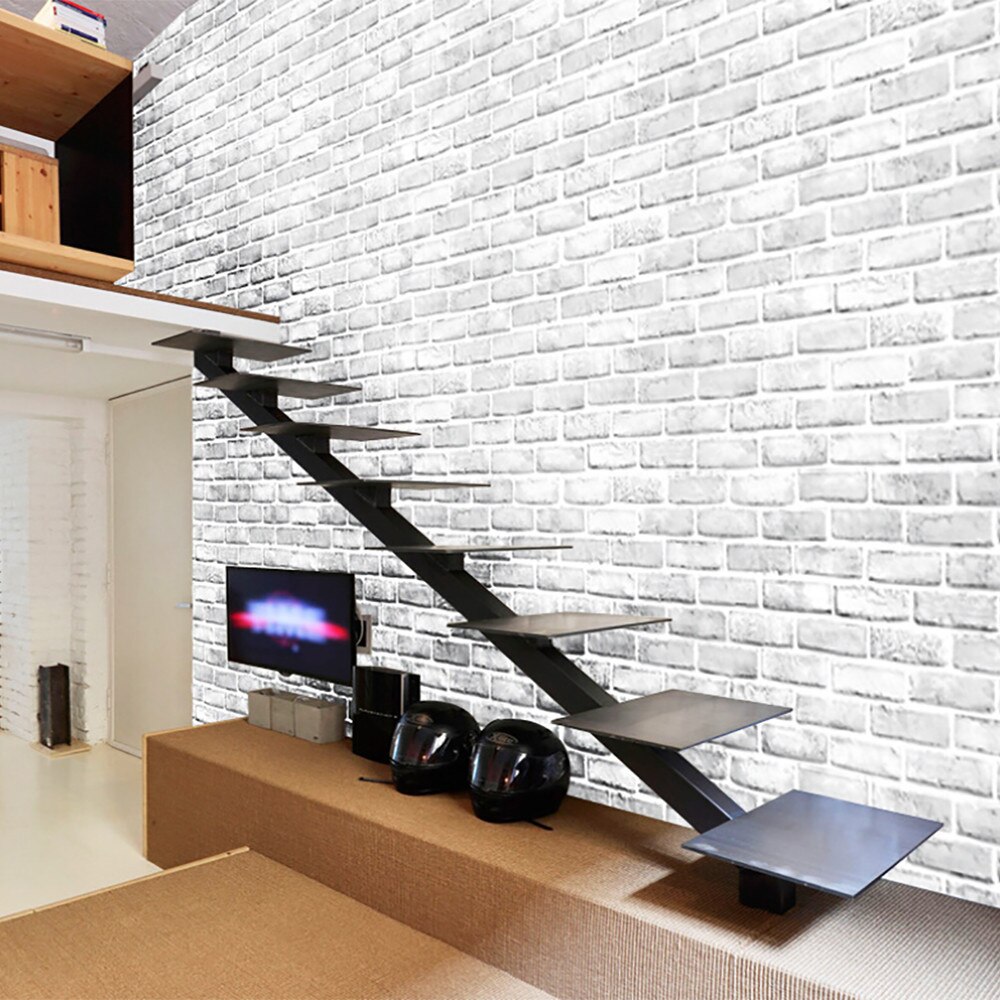 White brick wall 3D simulation wall sticker 3D Bri... – Grandado