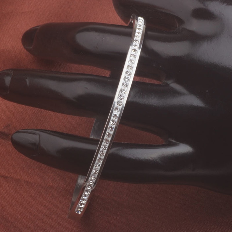 Jewelry Bangle Bracelets With Two Line Crystal Rhi... – Grandado
