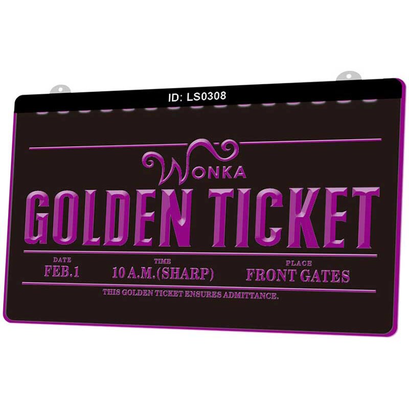 LS0308 Wonka Golden Ticket 3D Engraving LED Light ... – Grandado