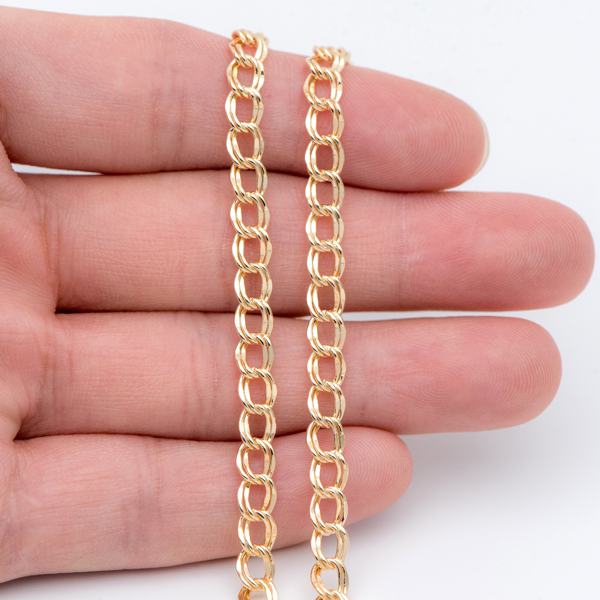Gold plated Brass Curb Chains 5mm, Double Link Cha... – Vicedeal