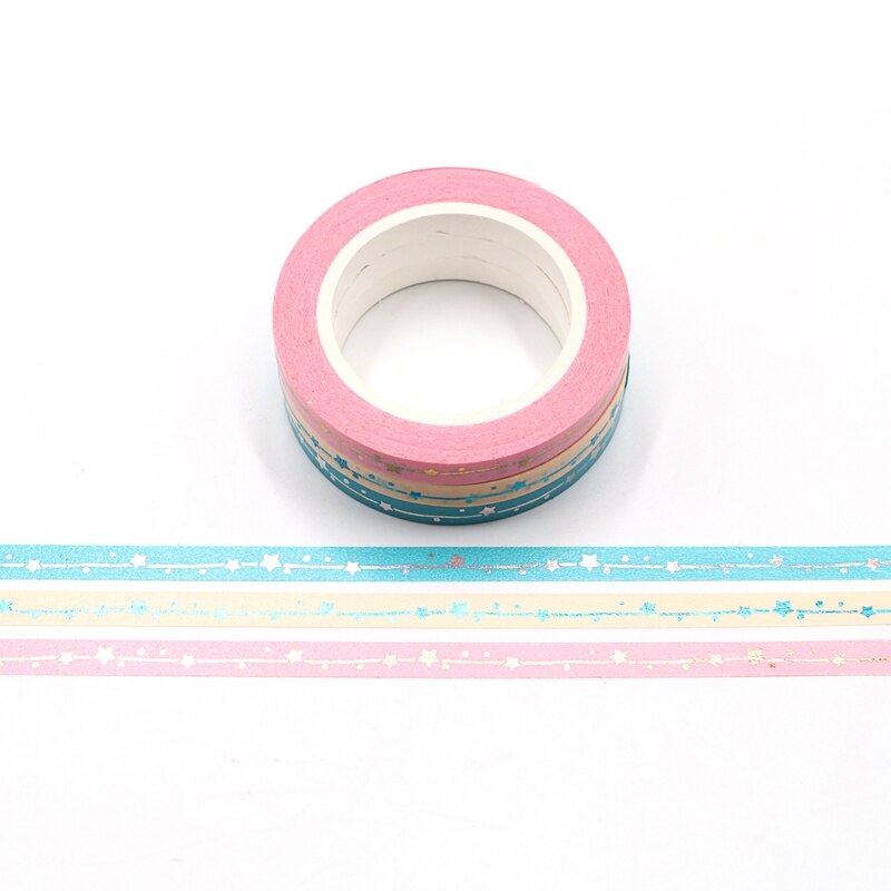 Cute 5mm Gold Foil Stars Pink Blue Yellow Washi Ta... – Grandado