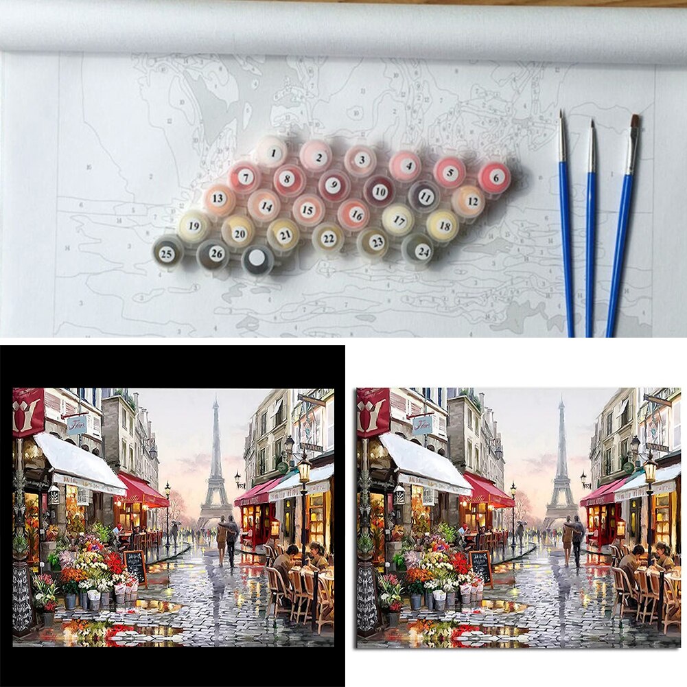 No Framed Paris Street Scenery Pattern DIY Paintin... – Grandado