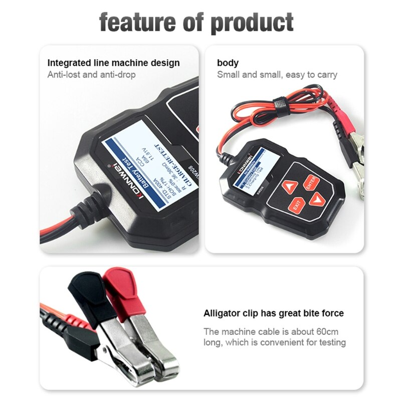 KW208 Car Battery Tester Charger Analyzer 12V 100-... – Grandado