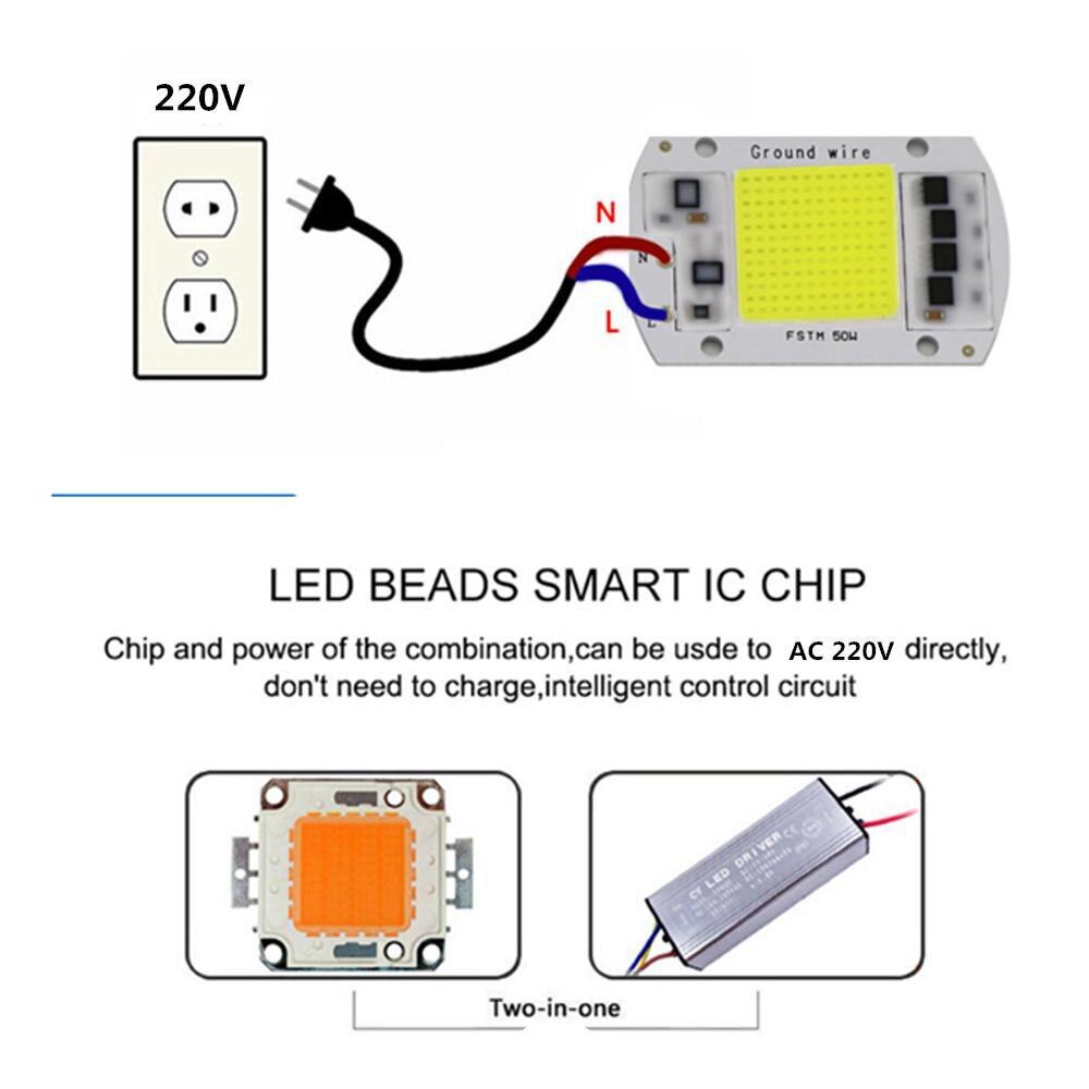 LED Drive-Free COB Chip Lamp 10W 20W 30W 50W 220V Smart IC No Need Driver LED Bulb for Flood ...