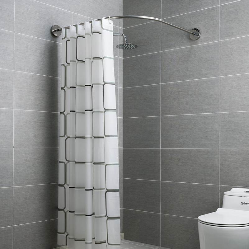 Shower Curtain Rod Pole With 12 Metal Hooks Extend... – Grandado