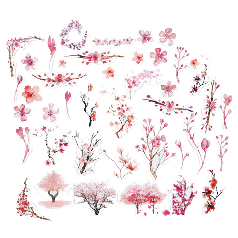 44 stks/zak Roze bloem lijm papier sticker kindere... – Grandado