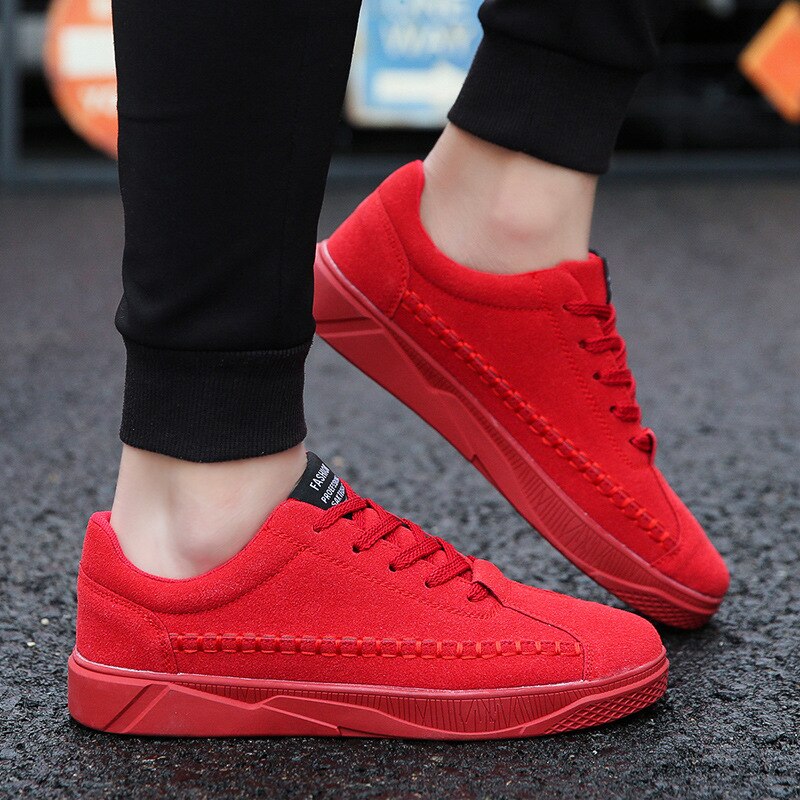 Flat Red Bottom Shoes Sneakers Men Leather Trainer... – Grandado