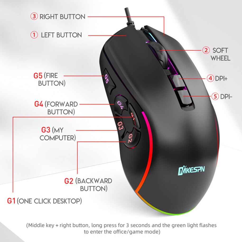 Wired Mouse USB Optical Gaming Mouse Programmable ... – Grandado