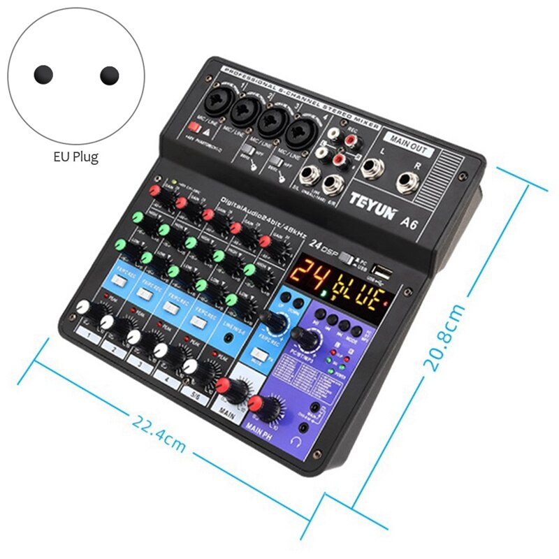 Bluetooth Sound Card Digital Mixer 6 Channels Wire... – Vicedeal