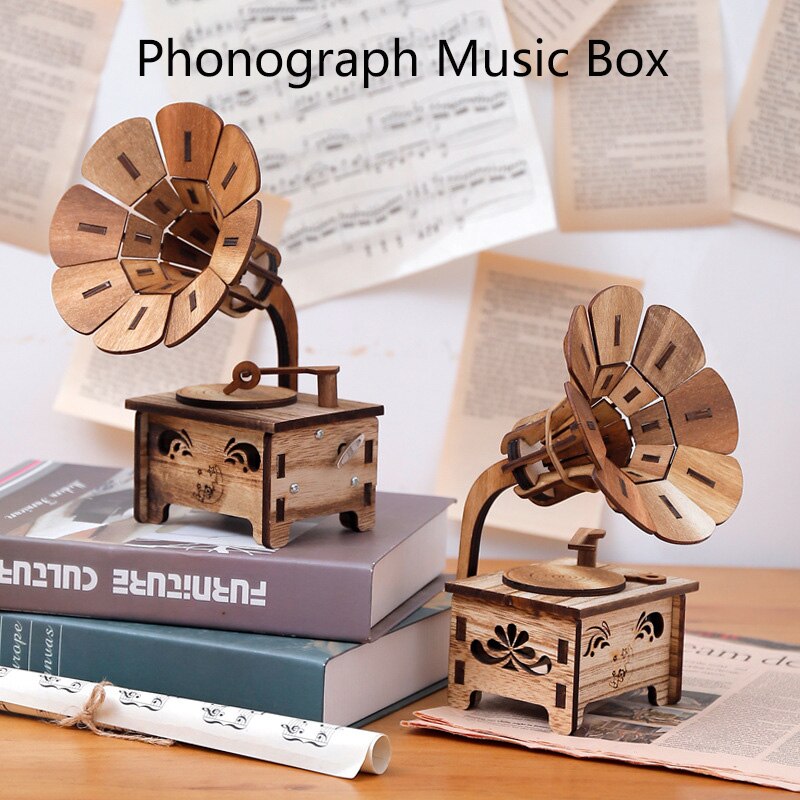 2020NEW Retro wooden gramophone music box decorati... – Vicedeal