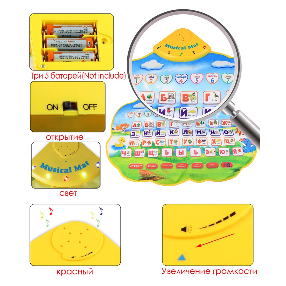 73x49cm Musical Mat With Russian Alphabet Number S... – Grandado