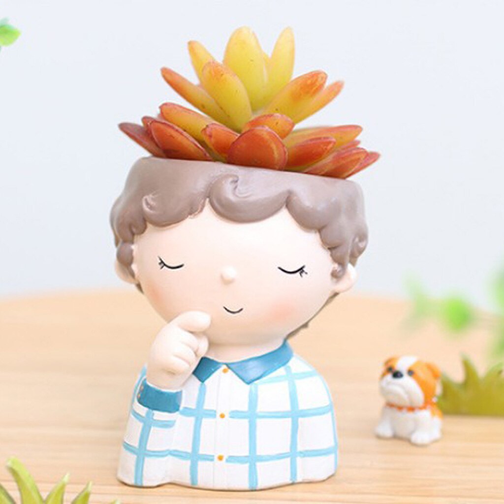 4pcs/set Girl & Boy Mini Flower Pots Cacti Succule... – Grandado