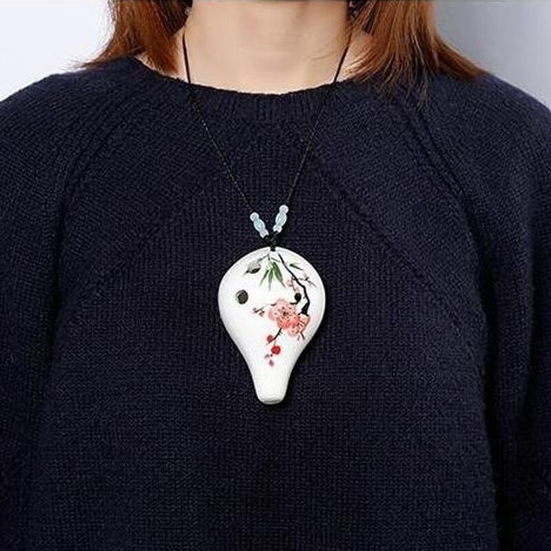 Ocarina 6 Holes Flower Pattern Ceramic AC Key Musi... – Vicedeal