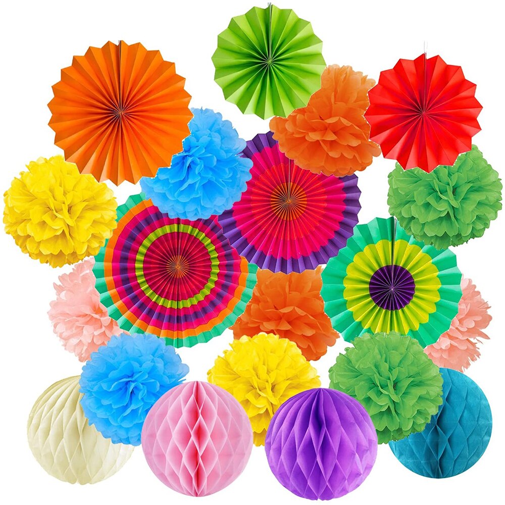 Paper Pompom Fan Ball Honeycomb Decoration Room We... – Grandado