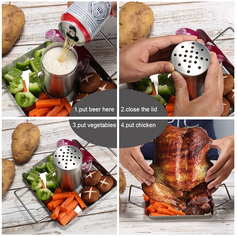 Beer Can Chicken Holder Stainless Steel Roaster Ra... – Grandado