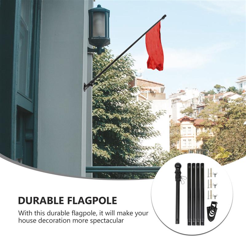 1 Set Flag Pole with Bracket Outdoor Spinning Flag... – Vicedeal