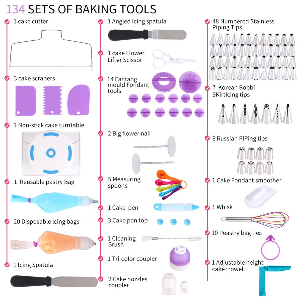 134Pcs Cake Baking Tools Set Piping Nozzles Bags C... – Grandado