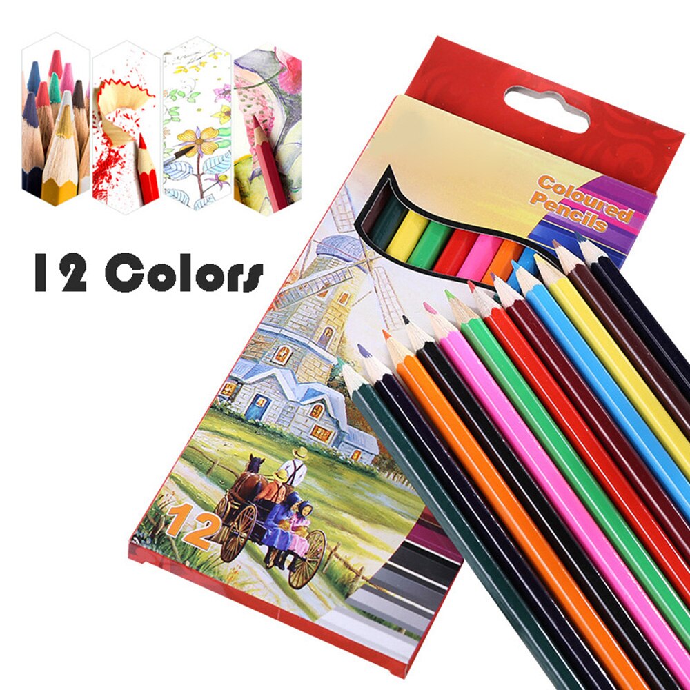 12 Colors Colored Pencils Set Drawing Soft Core Fo... – Grandado