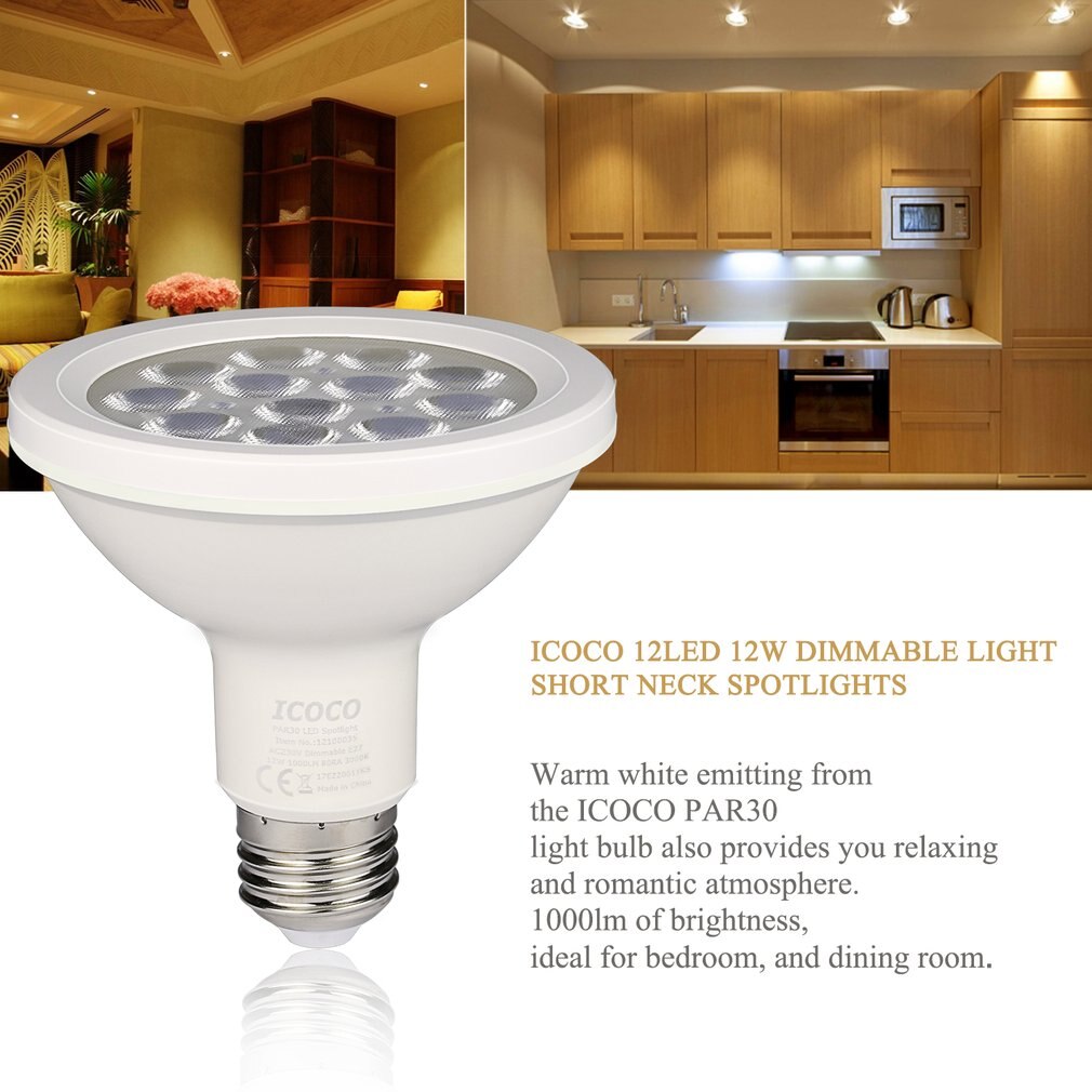 Icoco 4 Pcs PAR30 12LED 12W Dimbare Korte Hals 100... – Vicedeal