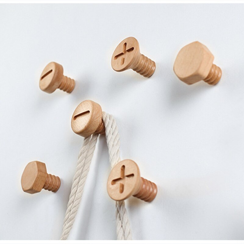 Household Wall-Mounted Solid Wood Decorative Hooks... – Grandado