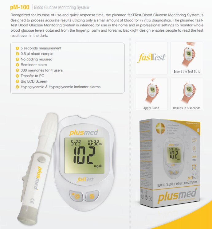 Kan Şekeri Ölçüm Cihazı Plusmed PM100 Fast Test Ta... – Vicedeal