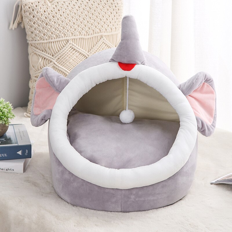 Kawaii Cat Bed Comfort Warm Cartoon Pattern Cat Ho... – Grandado