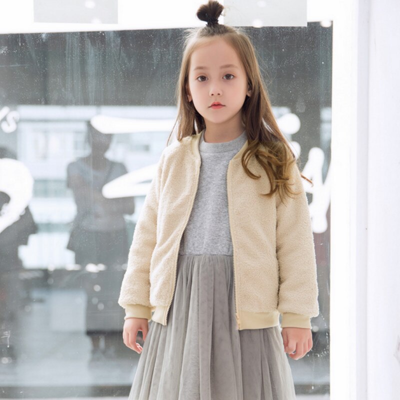 FOCUSNORM 3-12Y Winter Kids Girls Fleece Coat Soli... – Grandado