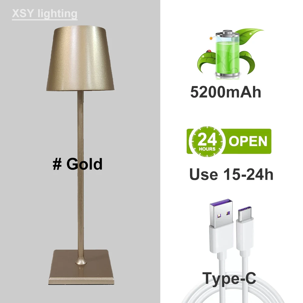 5200mAh Cordless Usb Rechargeable Table Lamp Poldi... – Grandado