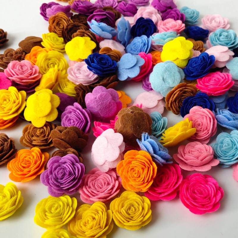 24Pcs/Lot Mixed Color Flower Felt Fabric Pads DIY ... – Grandado