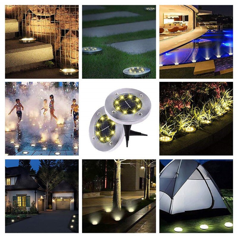Luz Solar Led al aire libre jardín paso luz 8 LED ... – Grandado