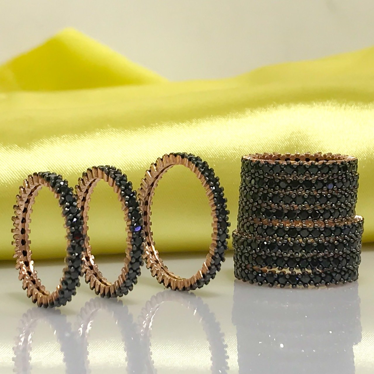 Enkele Rij Tamtur Zwarte Steen Vinger Zilveren Rin... – Vicedeal