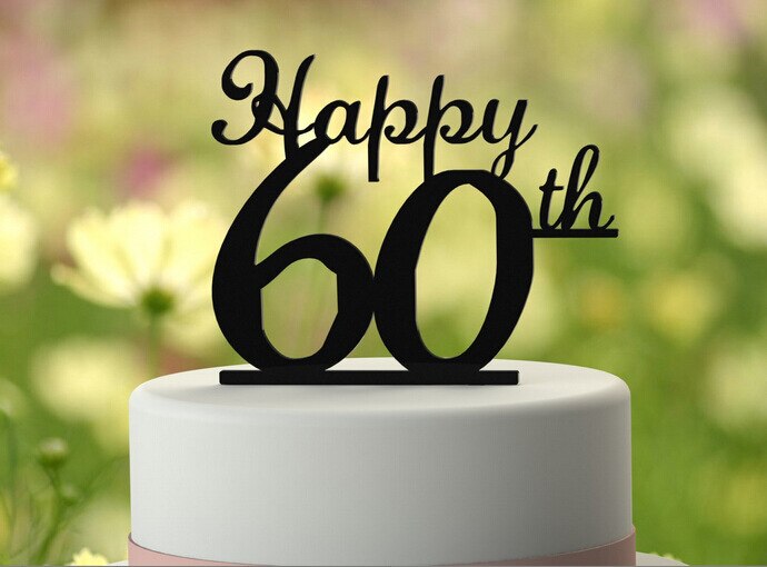 40 50 60 70 80 acryl Cake Topper Zwart Gelukkige V... – Grandado