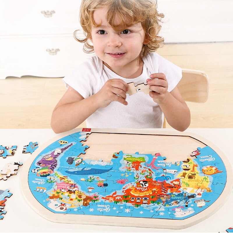 Kids Toys Wooden World Map Puzzle 45*30cm Jigsaw P... – Grandado