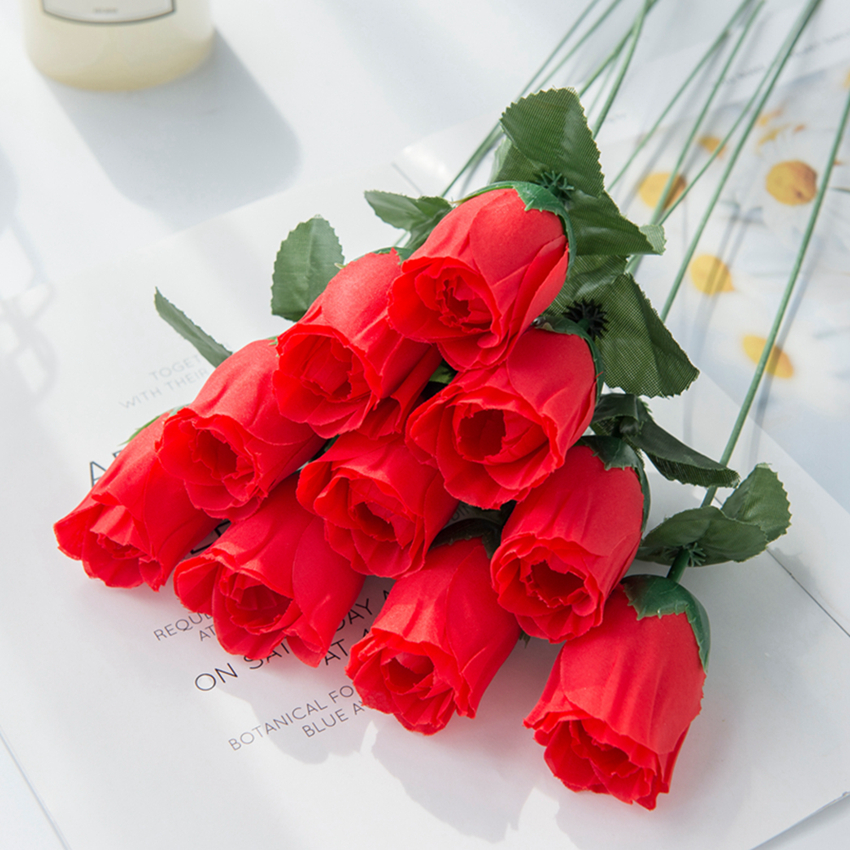 10Pcs Red Roses Bouquet Vase for Home Decor Garden... – Grandado